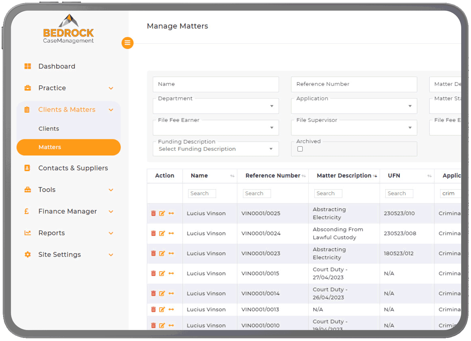Bedrock Legal Case Management Software - Bedrock
